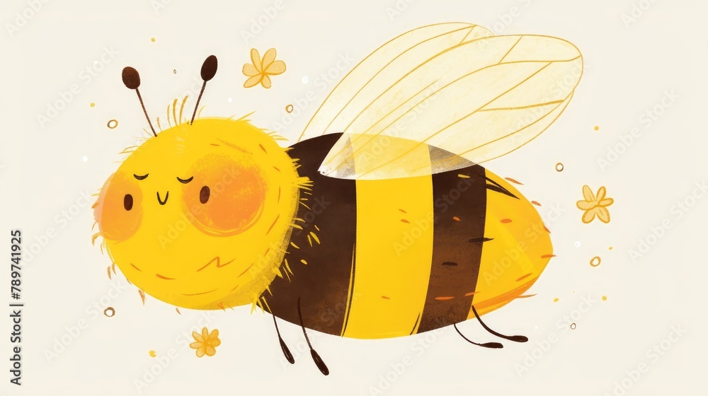 2d design featuring a charming hand drawn cartoon of a honey bee Stock ...