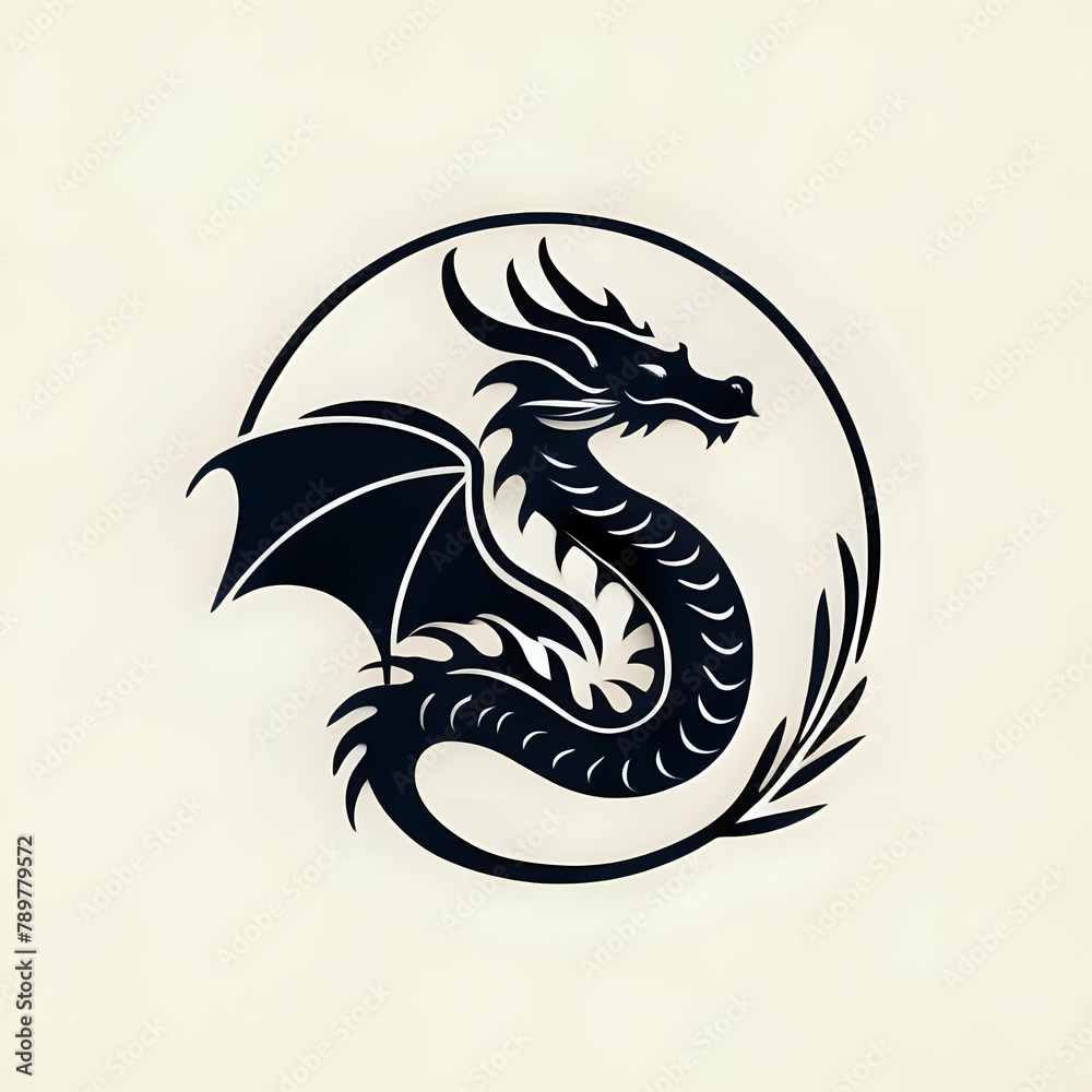 logo iconic dragon, circel logo dragon, chinese dragon tattoo, dragon ...
