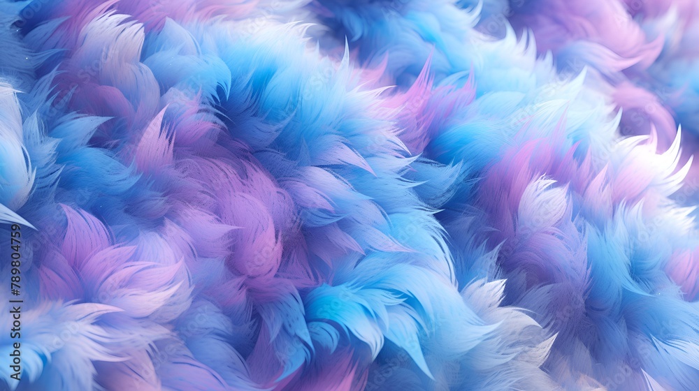 purple and blue furry fabric close up, in the style ofPlush material ...