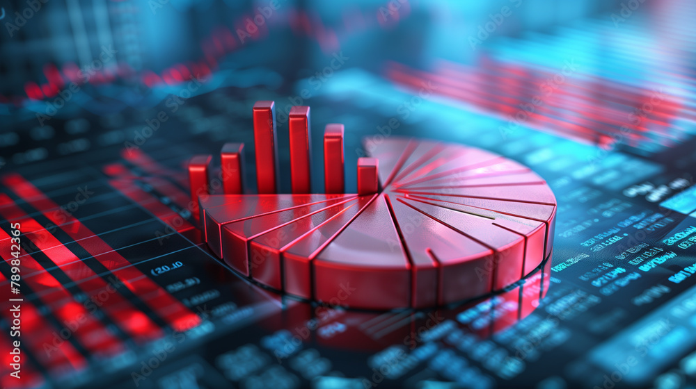 Ilustración de Stock Bars and Pie chart, growth and progress chart of business. 3D model of ...