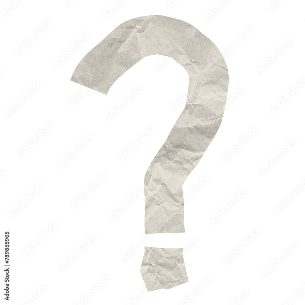 Question mark png element, white crumpled paper sticker on transparent ...