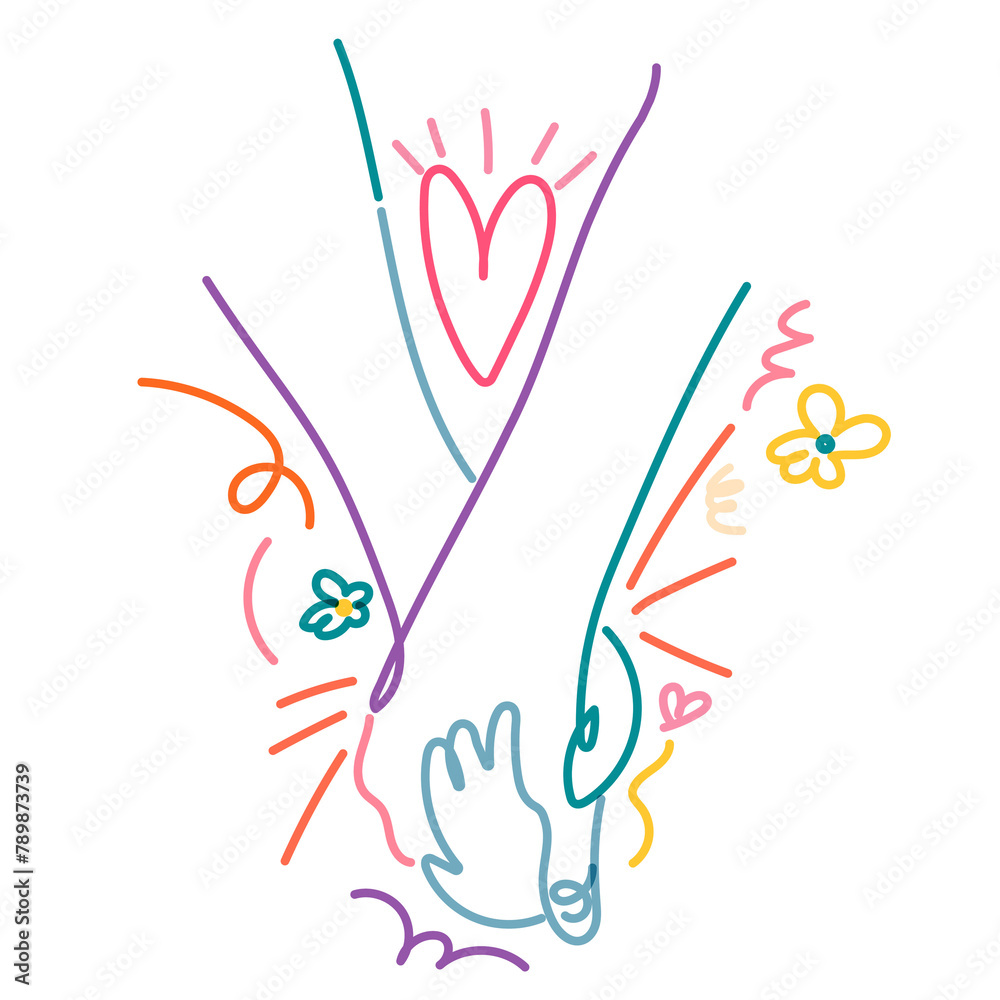 Colorful hands png line clipart, LGBTQ celebration campaign on ...