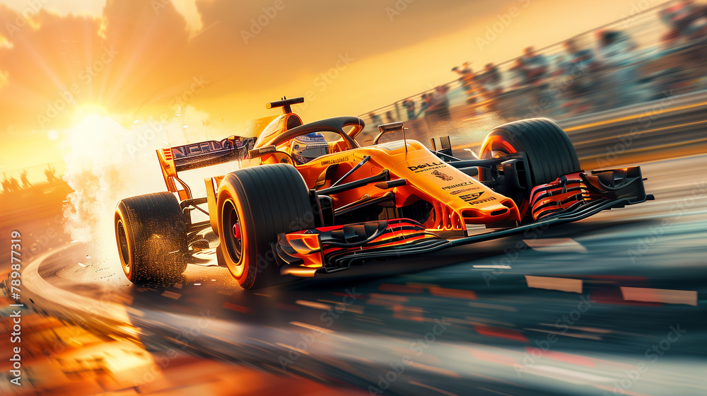 Formula 1 racing game exciting sports F1 during sunset wallpaper Stock ...