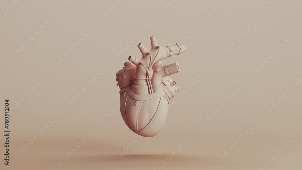 Artificial human heart cyborg bionic neutral backgrounds soft tones ...