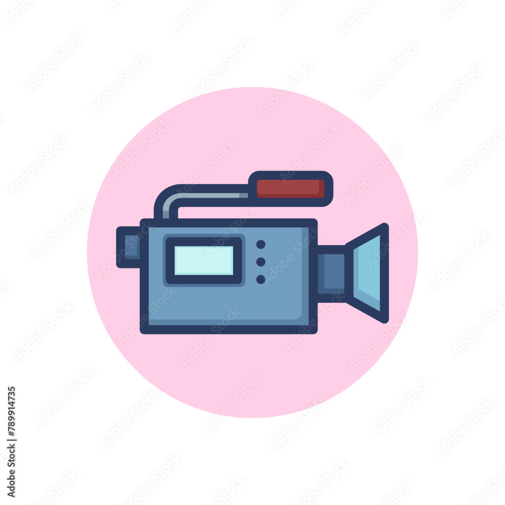 Video camera line icon. Camcorder, cam, footage outline sign. Moviemaking, reportage, cameraman ...