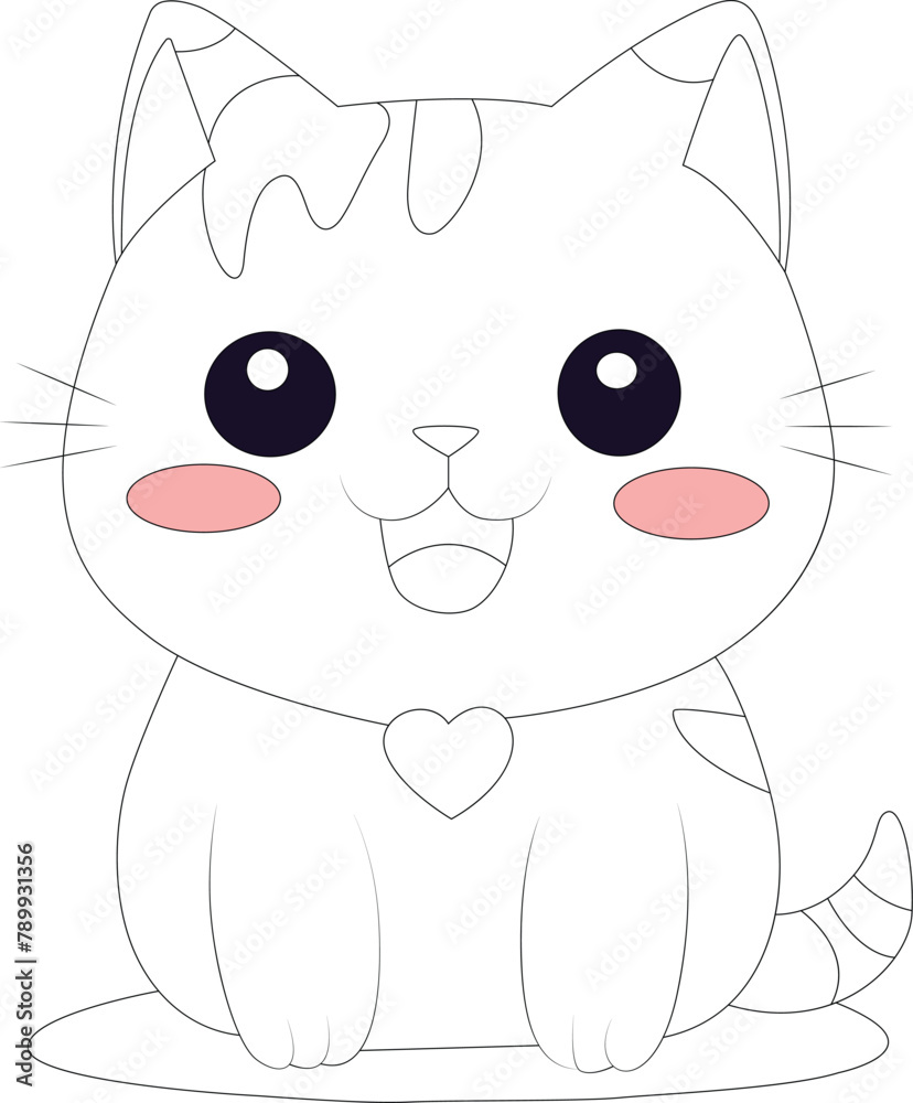 cute cat coloring page for kids Stock Vector | Adobe Stock