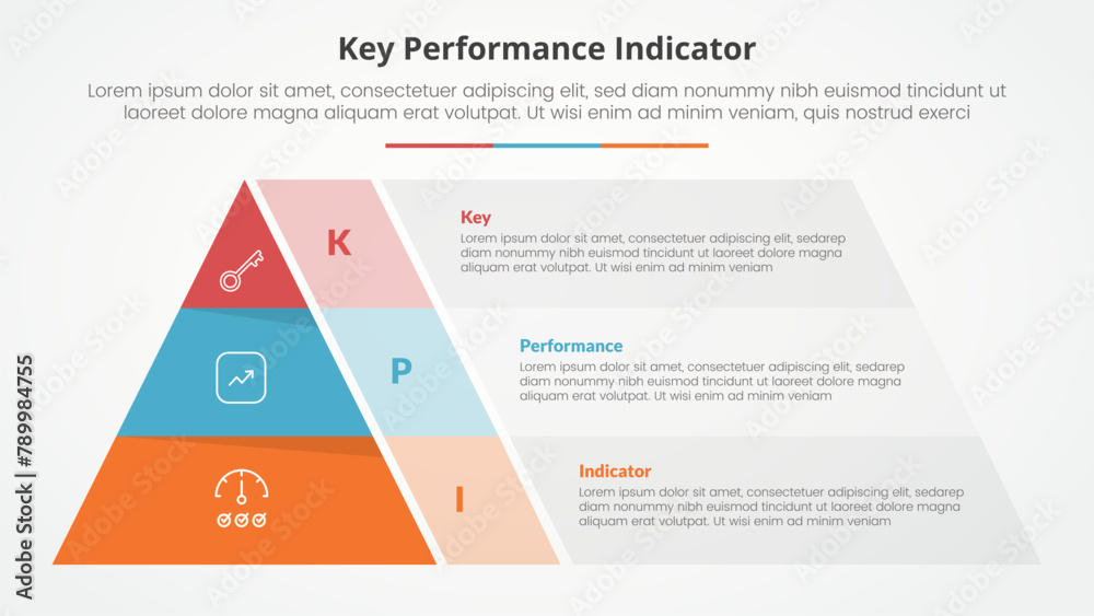 Kpi Key Performance Indicator Model Infographic Concept For Slide Presentation With Pyramid