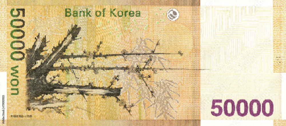 Vector reverse high poly pixel mosaic banknote of South Korea ...
