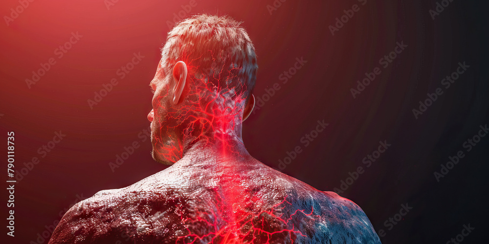 Illustration Stock Shingles Suffering: The Rash and Nerve Pain ...