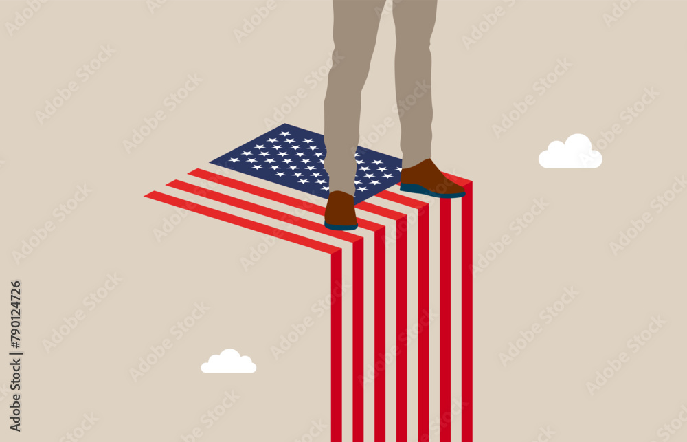 Symbol of crisis, recession, downfall and stock market crash. USA ...