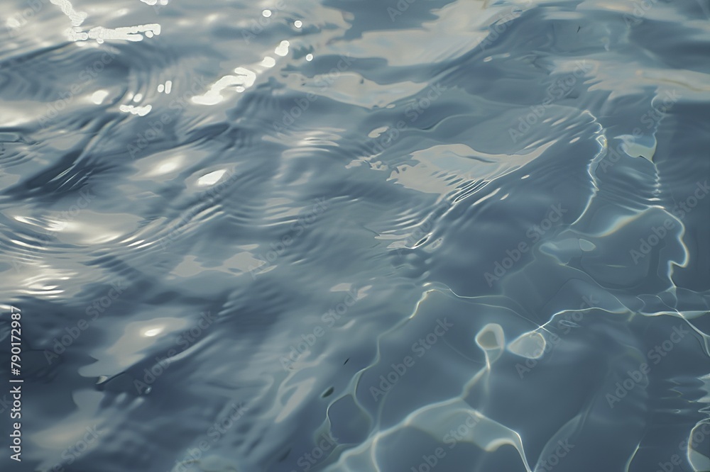 Abstract Light Blue Water Texture with Ripples and Reflections, 4K ...