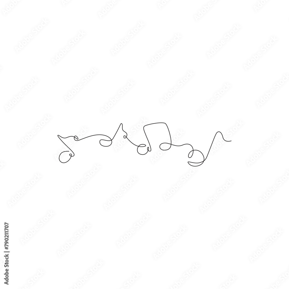 music symbol continuos line design. note continuos line illustration ...