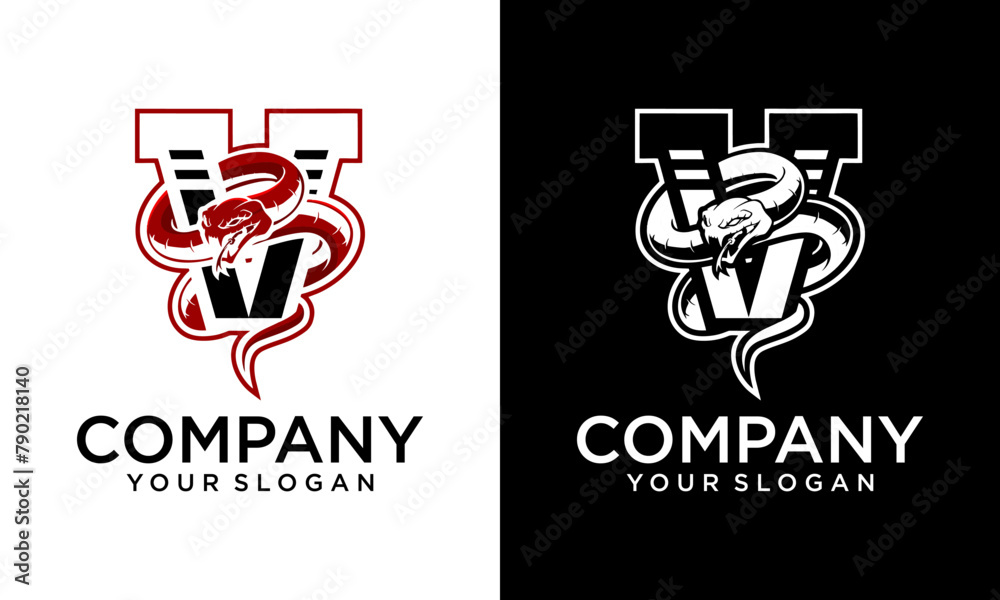 Fully editable Viper mascot logo vector illustration with varsity style ...