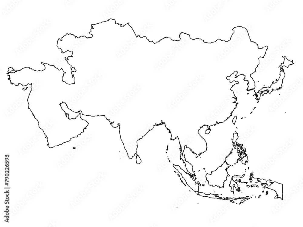 Vector de Stock Outline of the map of Asia Continent | Adobe Stock
