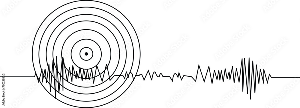 Earthquake line art vector Illustration With White Background. Stock ...