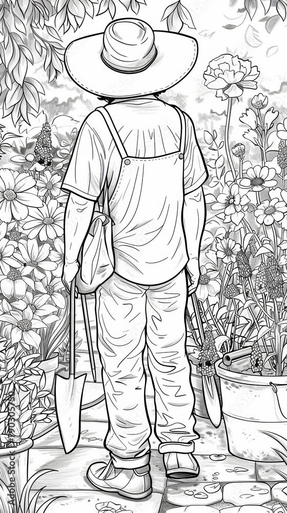 Hobbies & Relaxation Coloring Book: A coloring page featuring a person ...