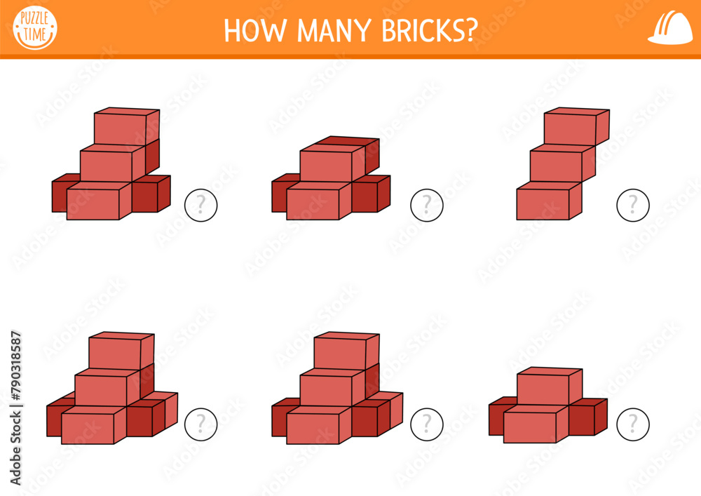 3d counting construction site game with bricks. Math and logical ...