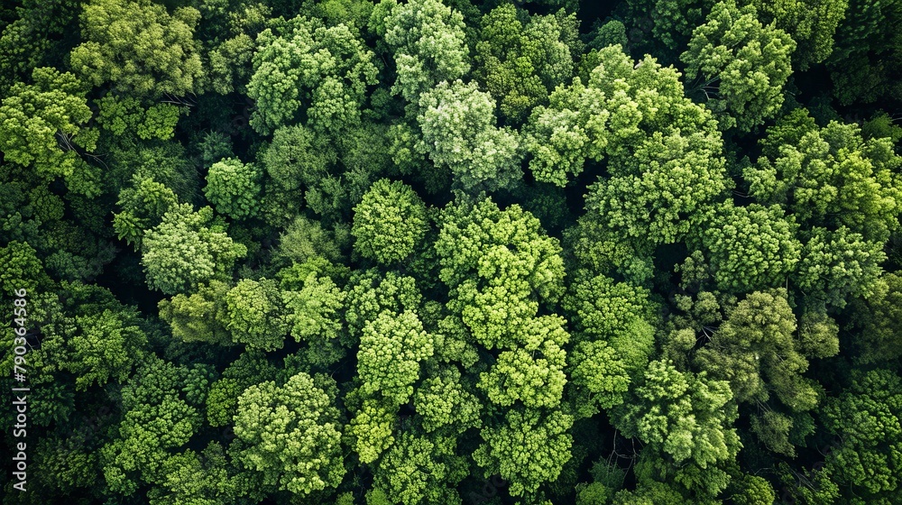 Aerial top view of green trees in forest. Drone view of dense green ...