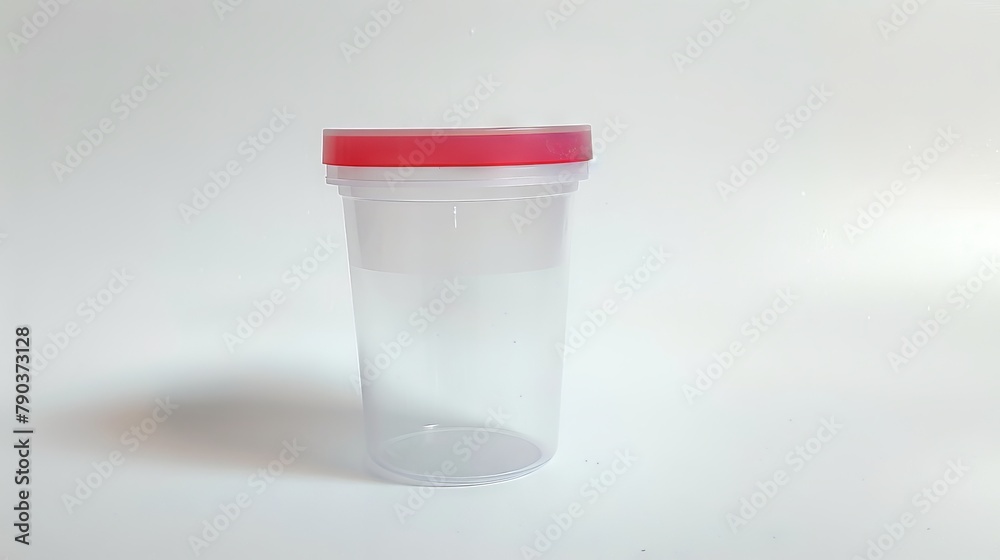 Transparent urine sample container with blue lid. Laboratory urine test ...