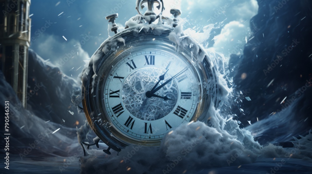 Ilustração time travel Technology Background with Clock concept and ...