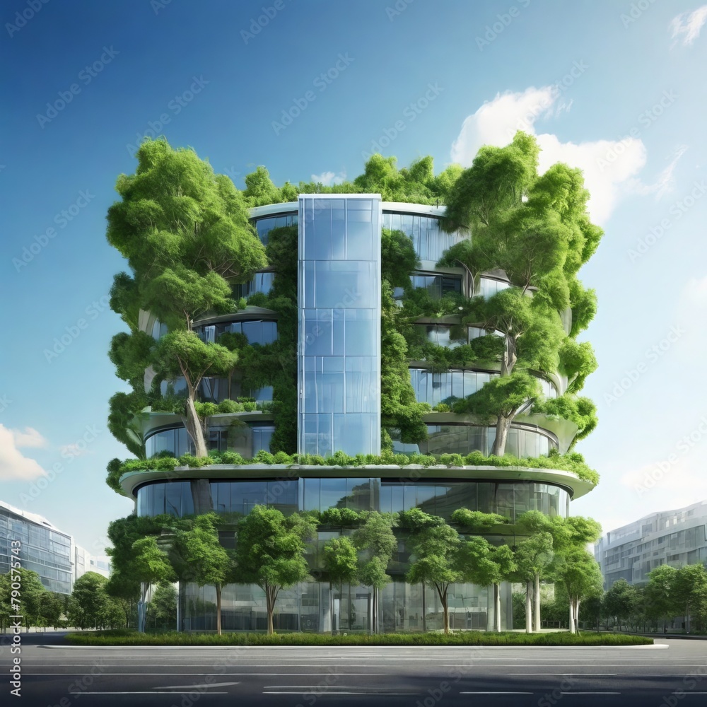 eco friendly building in the modern city. sustainable glass office ...