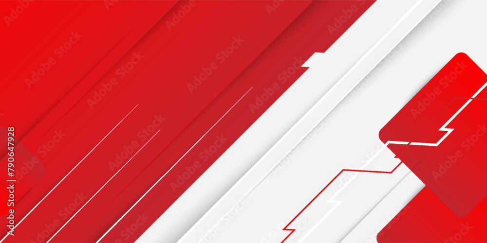 Abstract red and white banner design vector, dynamic sporty horizontal ...