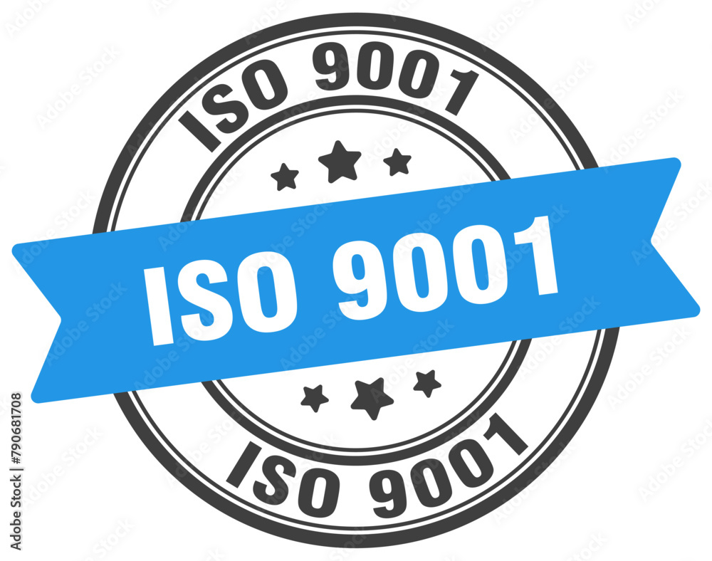 iso 9001 stamp. iso 9001 label on transparent background. round sign ...