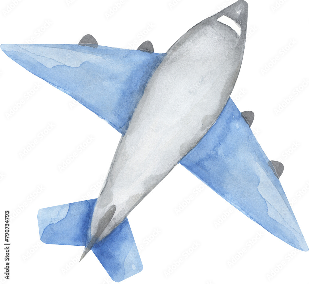 Watercolor airplane illustration, air transport clipart, plane clip art ...