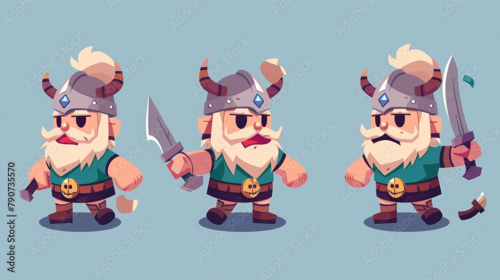 Стокова ілюстрація Cartoon Viking character sprite sheet animation for ...