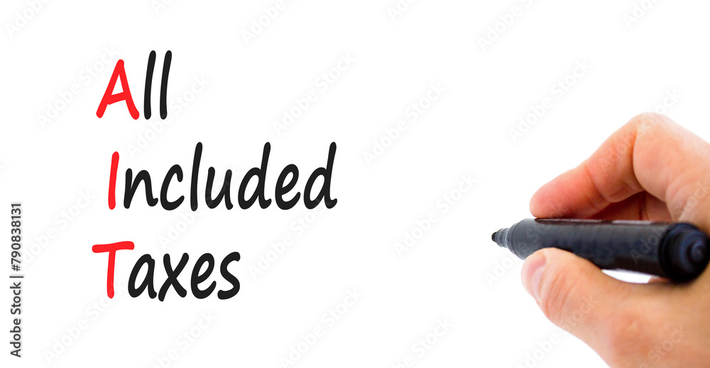 AIT All included taxes symbol. Concept words AIT All included taxes on ...