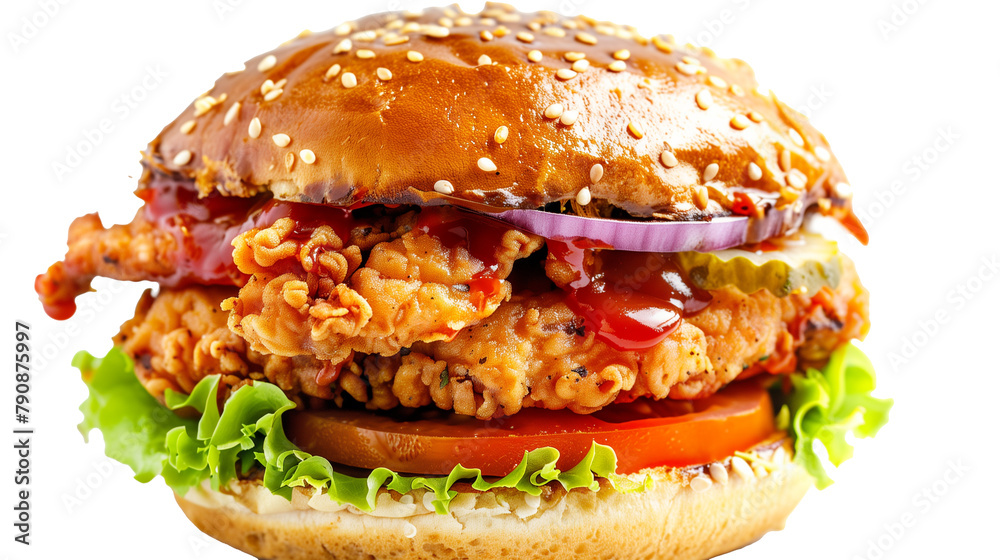 chicken burger cut out, burger isolated on transparent background Stock ...