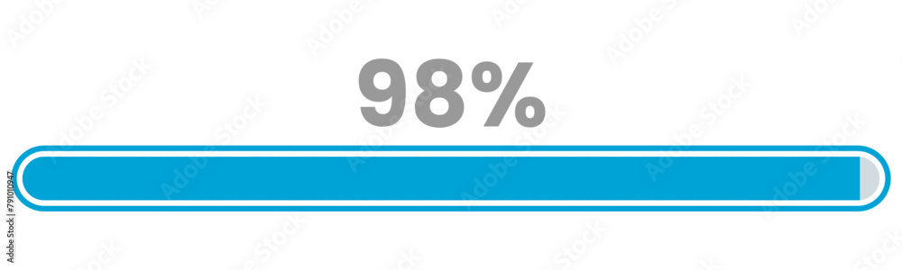 98% Loading. 98% progress bar Infographics vector, 98 Percentage ready ...