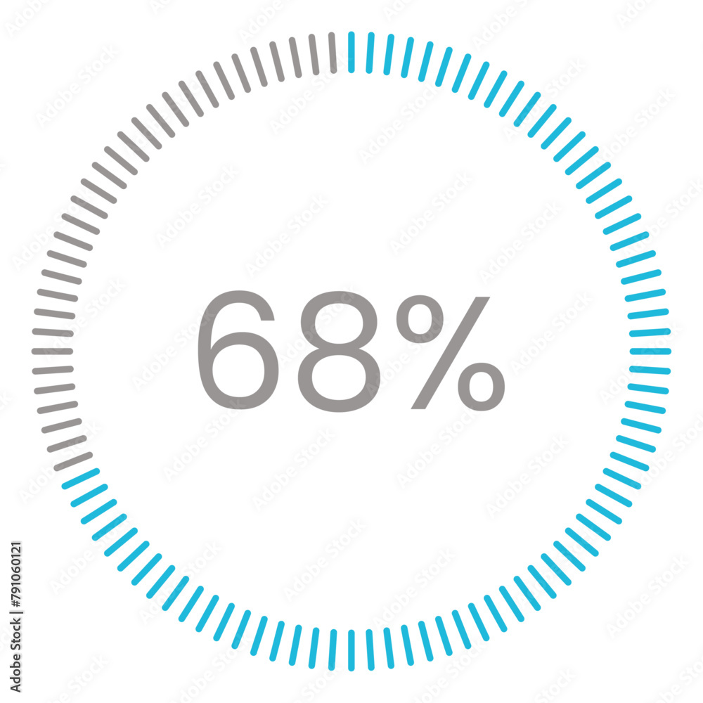 68% Loading. 68% circle diagrams Infographics vector, 68 Percentage ...