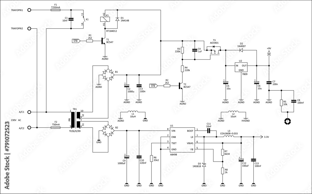 Schematic diagram of electronic device. Vector drawing electrical ...