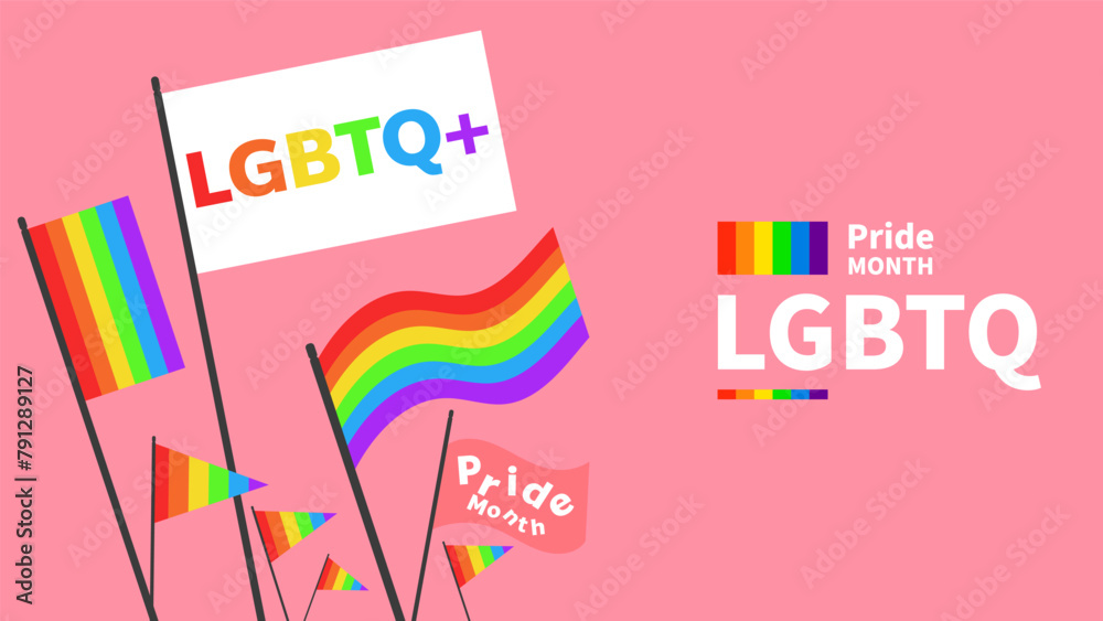 Pride Symbols on pink background ,Pride Month at June LGBTQ Symbols ...