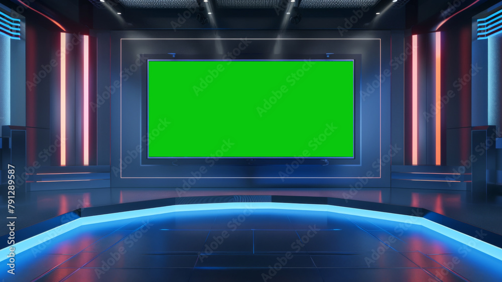 Chroma tv screen studio virtual background Stock Illustration | Adobe Stock