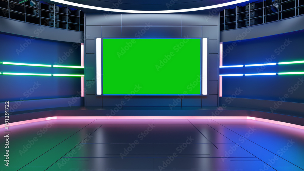 Chroma tv screen studio virtual background Stock Illustration | Adobe Stock