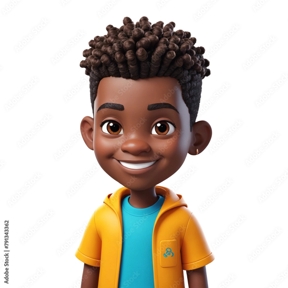 3d cartoon of a African people avatar on Isolated transparent ...