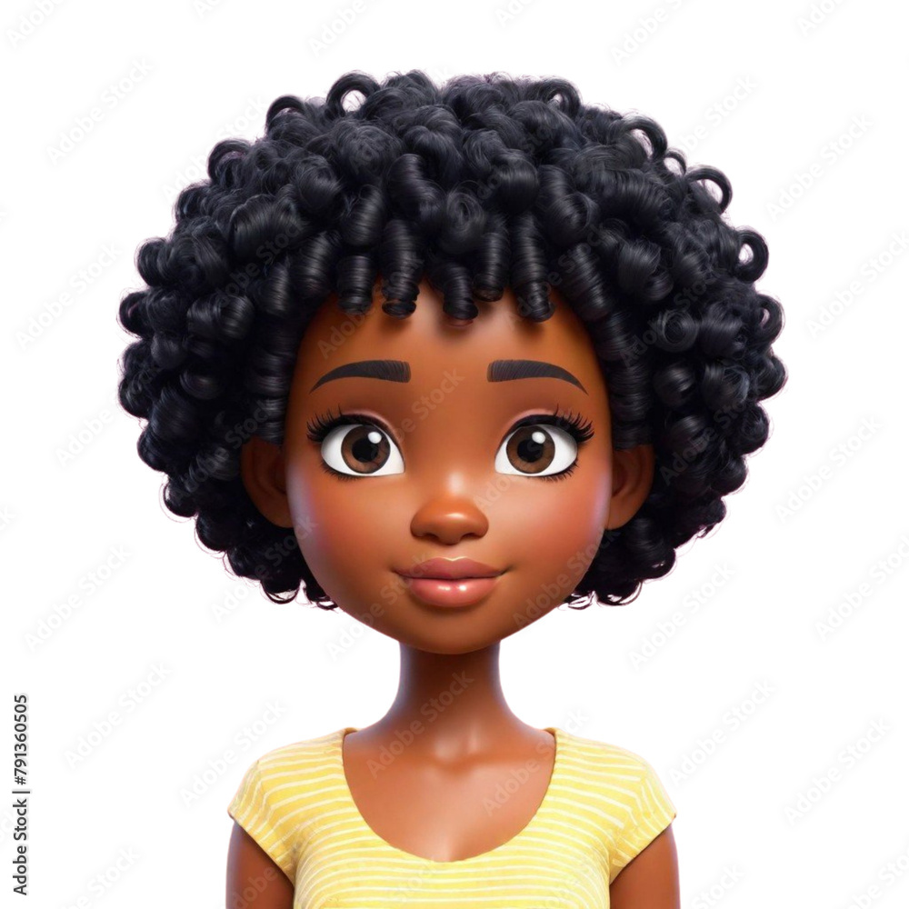 3d cartoon of a African people avatar on Isolated transparent ...