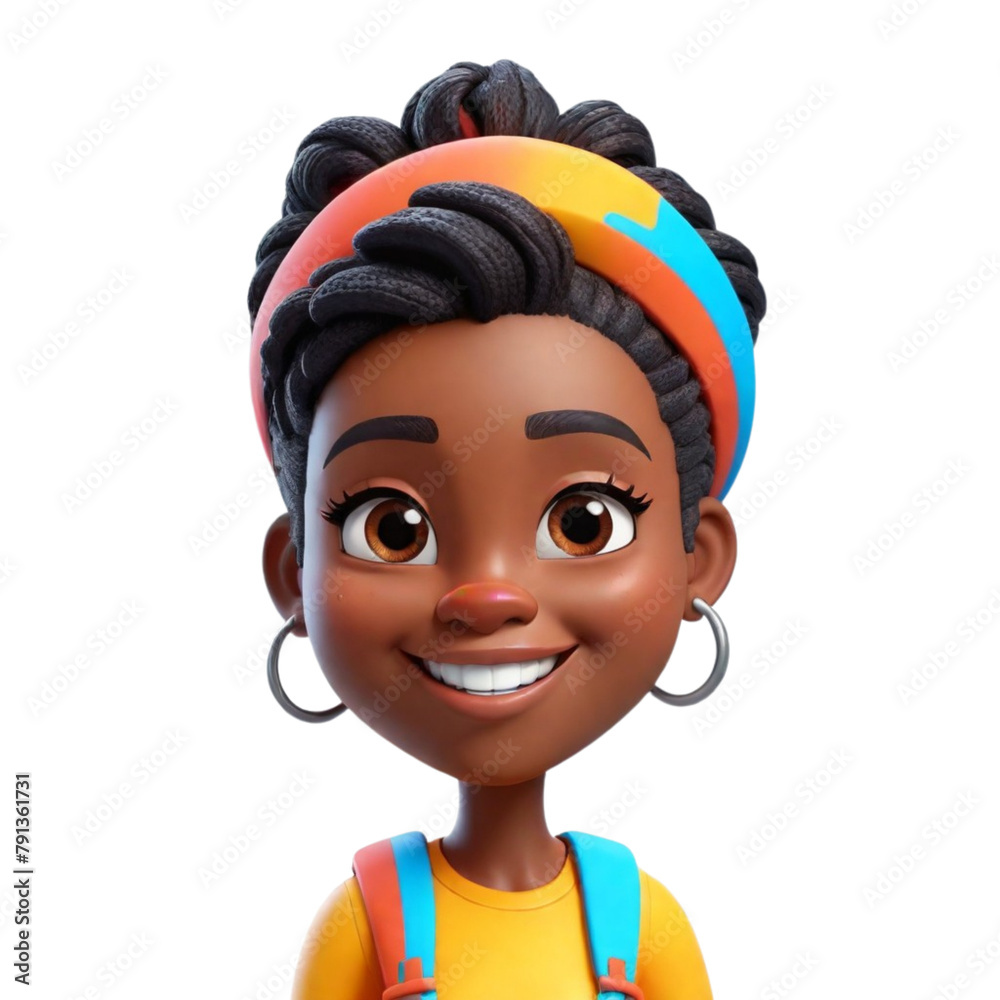 3d cartoon of a African people avatar on Isolated transparent ...