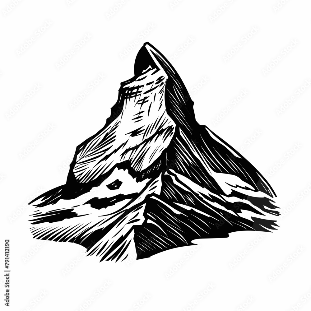 Matterhorn hand-drawn comic illustration. Matterhorn. Vector doodle ...