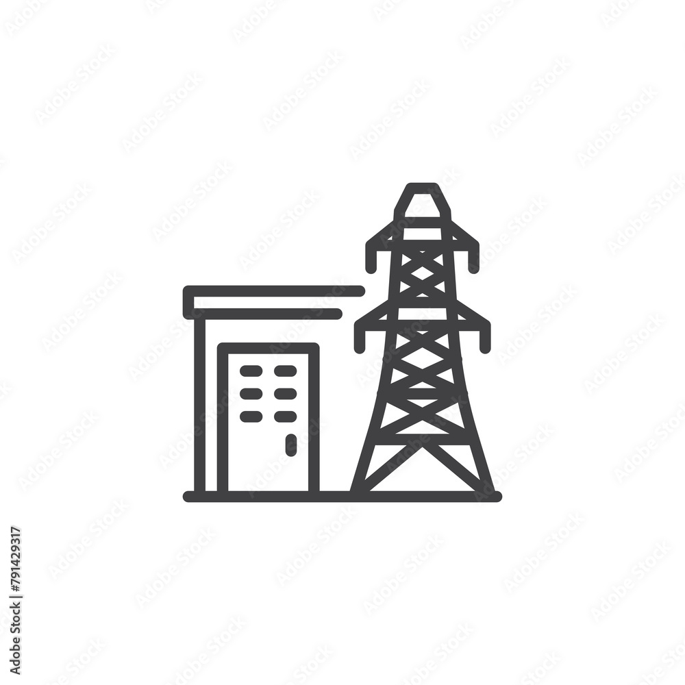 Electrical substation line icon Stock Vector | Adobe Stock