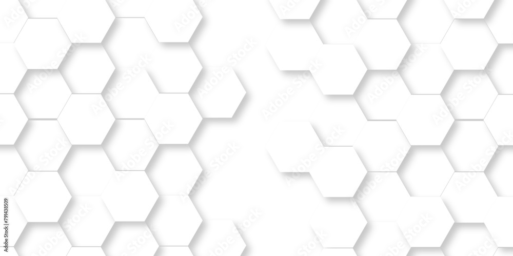 Abstract pattern with hexagonal white and gray technology line paper ...