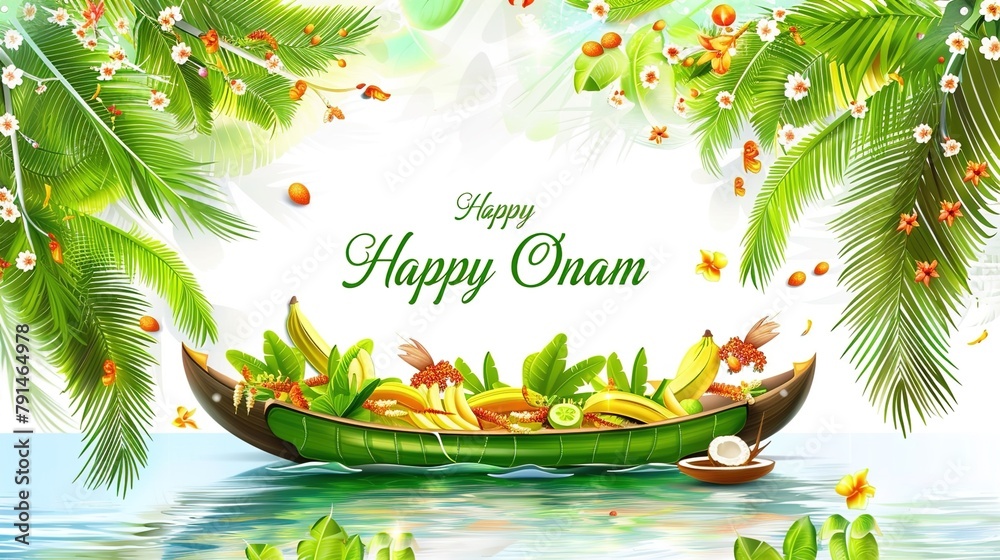vector illustration of onam. Kerala Onam Greeting Card. illustration ...