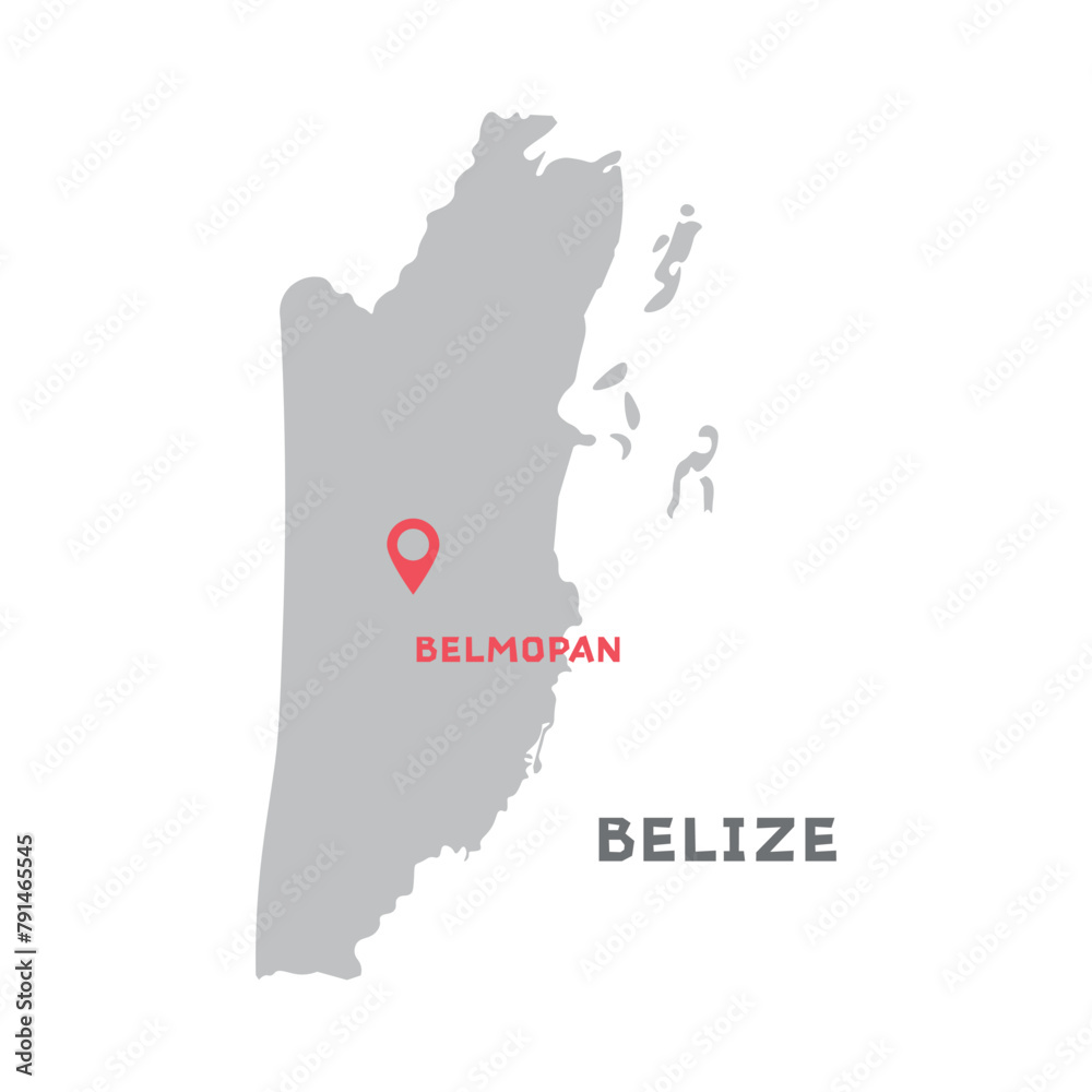Belize vector map illustration, country map silhouette with mark the ...