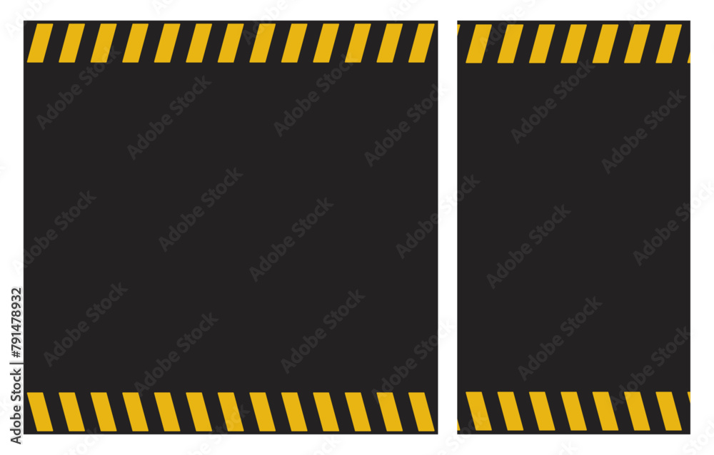 Yellow Warning Lines on Black Background Posters Set for Safety ...