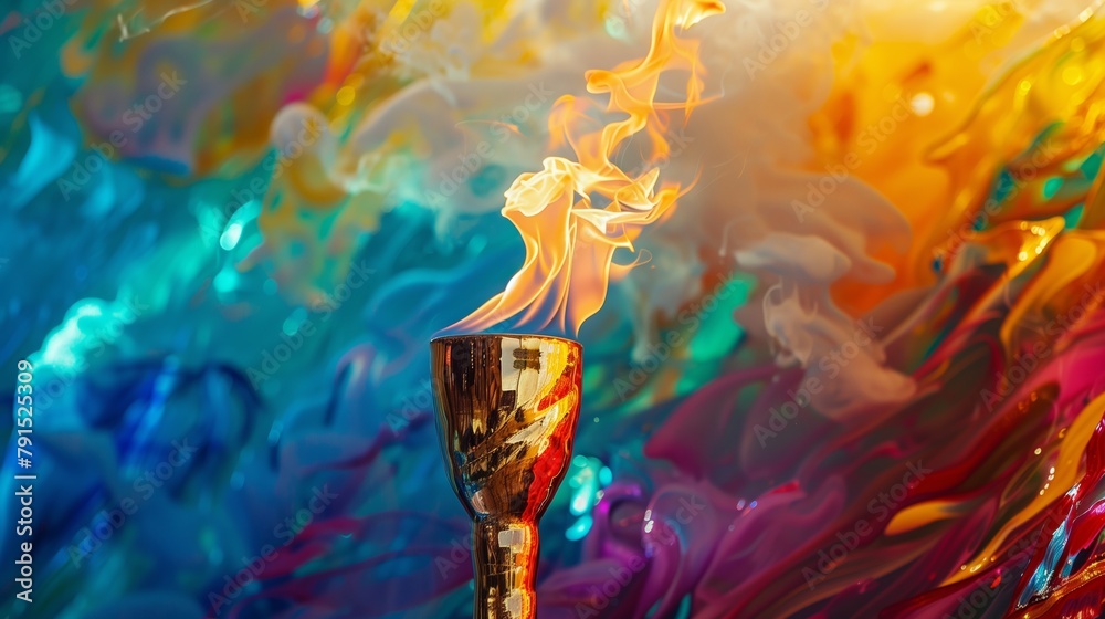 Abstraction of the Olympic torch in the colors of the Olympics Stock ...