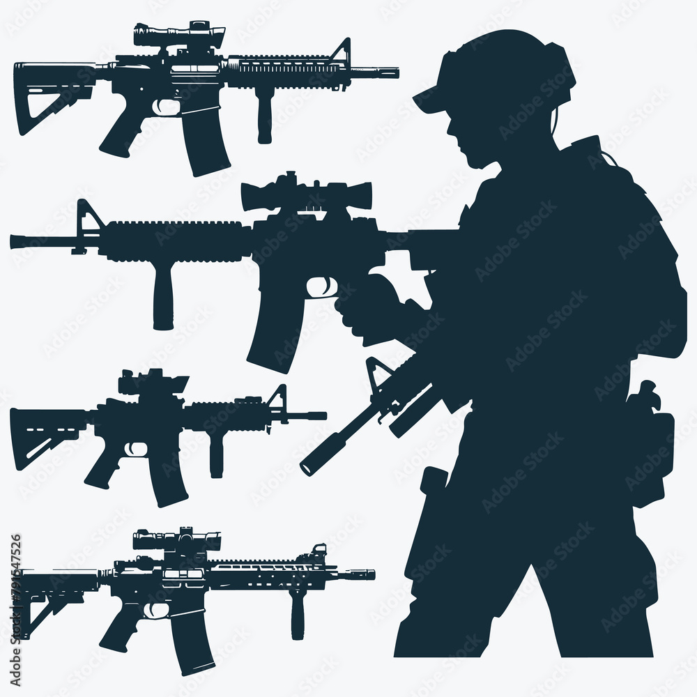 Guns Vector, Military Weapon , Pistol Svg, Weapon svg, Rifle silhouette ...