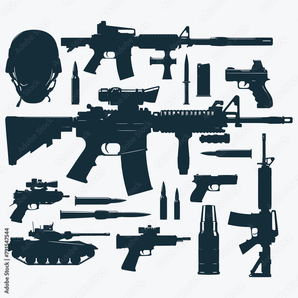 Guns Vector, Military Weapon , Pistol Svg, Weapon svg, Rifle silhouette ...