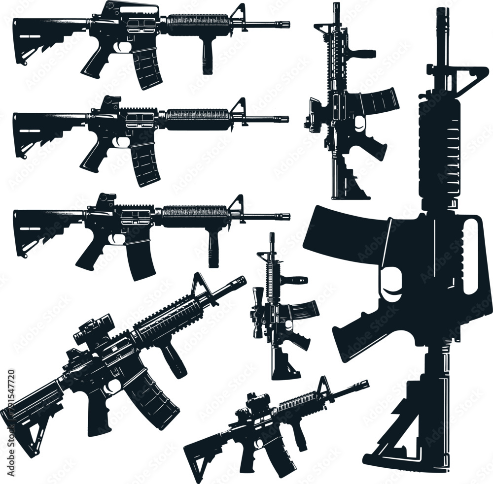 Guns Vector, Military Weapon , Pistol Svg, Weapon svg, Rifle silhouette ...